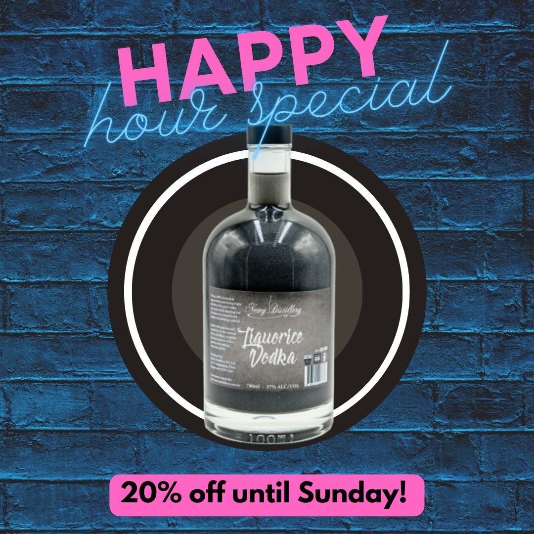 HAPPY HOUR WEDNESDAYS! THIS WEEK 20% OFF LIQUORICE VODKA! – Newy Distillery